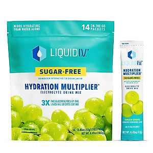 Liquid I.V.® Hydration Multiplier® Sugar-Free - Green Grape - Hydration Powder Packets | Electrolyte Powder Drink Mix | Convenient Single-Serving Sticks | Non-GMO | 14 Servings (Pack of 1)