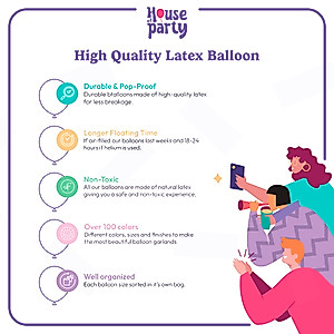 House of Party Pastel Purple Balloon Garland Kit 100Pcs - 5 Inch Single Color Pastel Latex Balloons for Graduation, Wedding, Bachelorette Party Decorations | Kids Party Latex Birthday Balloons