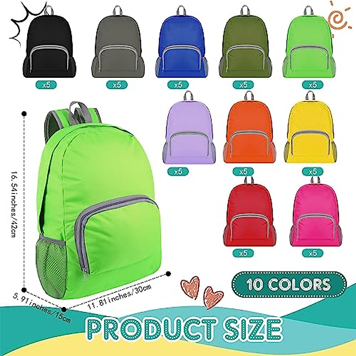 Silkfly 50 Pcs 17 Inch School Backpack for Kids Classic Durable Lightweight Bookbag Book Bag School Supplies with Adjustable Padded Shoulder Straps and Front Pocket for Girls Boys