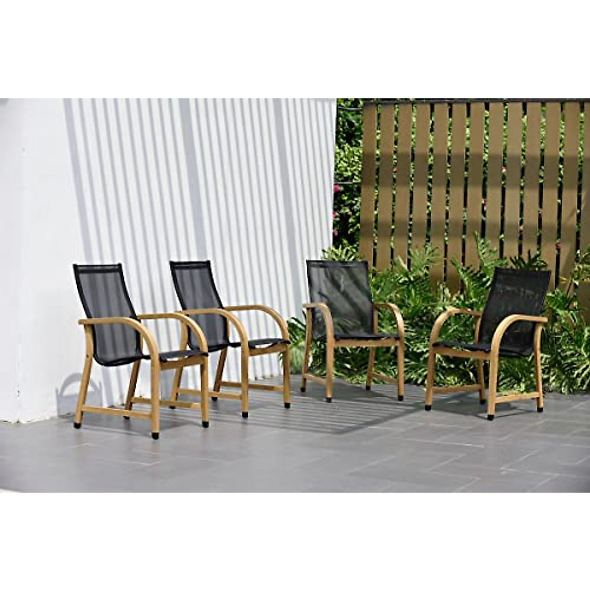 Amazonia Adelaide Eucalyptus Patio Dining Set | Teak Finish | Durable and Ideal for Outdoors, Round 5-Piece