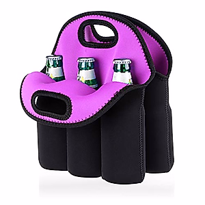 Hipiwe 6 Pack Beer Cooler Tote Bag, Extra Thick Neoprene Beer Bottle/Can/Beverage Carrier, Insulated Feeding Bottles Tote Sleeve