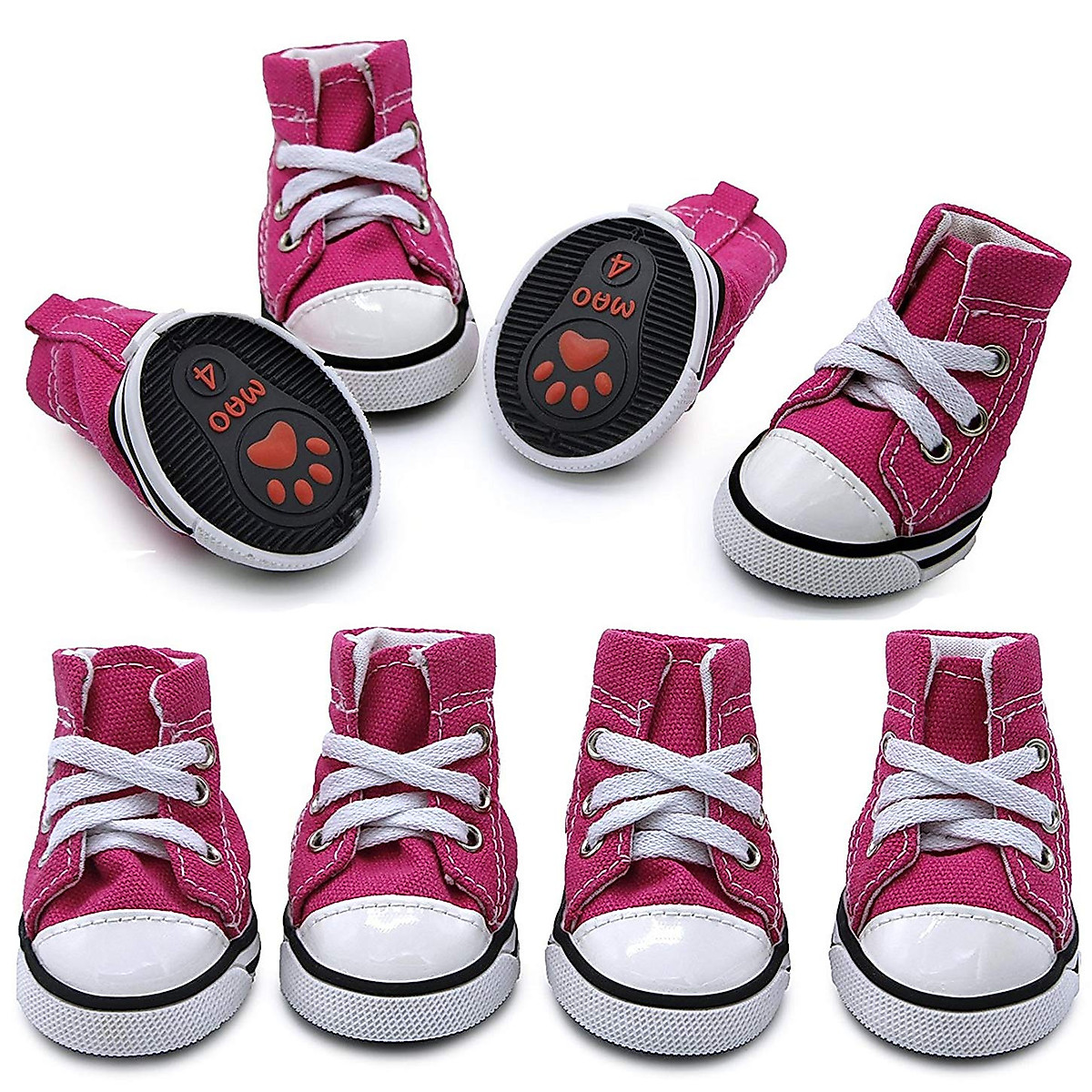 abcGoodefg Pet Dog Shoes Puppy Canvas Sport Sneaker Boots, Outdoor Nonslip Causal Shoes Rubber Sole Soft Cotton Inner Fabric Shoes for Pet Dog (#4(1.732.20), Pink)