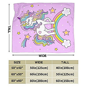 Rainbow Unicorn Blanket Unicorn Gifts for Girls Super Warm Soft Cozy Cute Cartoon Unicorn Fleece Throw Blanket Plush Flannel Blankets for Girls Women Birthday Gifts 40"X50"