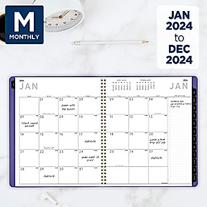 AT-A-GLANCE 2024 Monthly Planner, 9” x 11”, Large, Monthly Tabs, Pocket, Faux Leather, Contemporary, Purple (70250X1424)