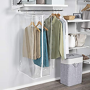 Garment Bag - Clear Hanging Closet Organizer - Durable Zippered Cover with Rod Protects Dresses, Suits, and Jackets from Dust and Moist- Top Metal Frame to Keep All Your Stuff in Shape- 42" x 20" x 15
