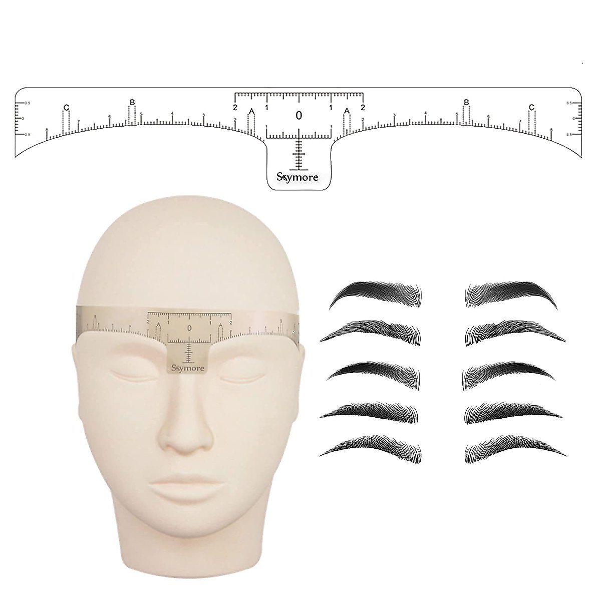 Skymore Eyebrow Ruler, 100Pcs Eyebrow Stencil Microblading Ruler, Disposable Eyebrow Template Eyebrow Ruler Sticker, Eyebrow Shape Kit for Microblading Supplies, 3 Minutes Makeup Tools For Eyebrow