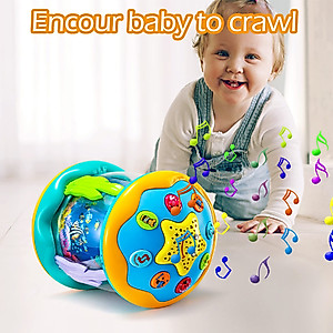 Baby Toys 6 to 12 Months Musical Light Up Tummy Time Infant Toys 3-6 7 8 9 12-18 Months Crawling Toys Ocean Rotating Projector Baby Gifts for 1 2 3 Year Old Boy Girl Birthday Toddlers Kids