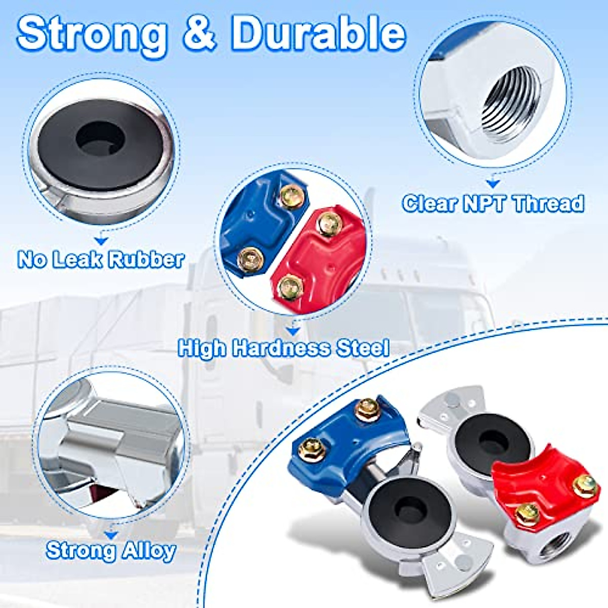 Boeray Glad Hand Handles, Air Glad Hand for Semi Trucks and Trailers with Extension Handles, Tractor Glad Hand Grips with Seals for Air Hose Freightliner