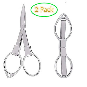 Allpdesky 2 Pieces Stainless Steel Scissors Anti-Rust Folding Scissors Glasses-Shaped Mini Shear for Home and Travel Use
