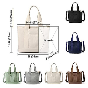 Hobo Handbags Canvas Crossbody Shoulder Bags Multi-pocket Tote Bags Simple Shopping Bag for Women (M-Green)