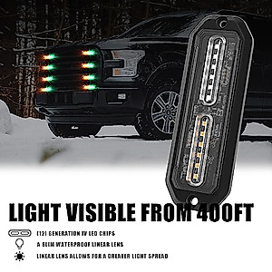 WINECO Green/Amber led strobe lights for trucks 8pcs 12-LED Surface Mount Flashing Strobe Lights kit for Trucks Car Vehicles LED Mini Grille Grill Strobe Light Head Emergency Hazard Warning lights