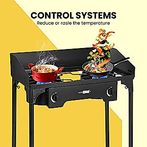 VIVOHOME Double Burner Stove 150,000 BTU/hr, Heavy Duty Outdoor Dual Propane with Windscreen and Detachable Legs Stand for Camping Cookout