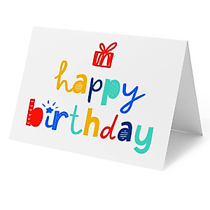 Birthday Cards Bulk, 50 Large 4x6 Inch Assorted Greeting Notes with Envelopes and Stickers, 10 Unique Designs, Thick Card Stock Box Set, Blank Inside