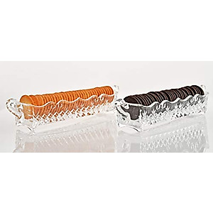 HOME-X Clear Glass Relish or Cracker Tray, Crystal Serving Tray – Set of 2, 11 ¾” L x 2 ½” W x 1 ½” H