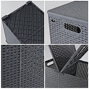 Doryh 82 L Plastic Collapsible Laundry Basket, 2 Packs, Folding Laundry Hamper with Lid