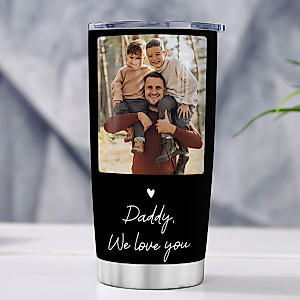 wowcugi Personalized Tumbler For Dad 20oz 30oz Love You Daddy Photo Picture Stainless Steel Insulated Tumblers Coffee Travel Mug Dad Gifts For Birthday Fathers Day Father Gift From Daughter Son
