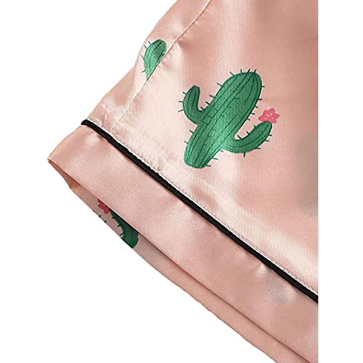 Avanova Women's Pajama Set Stain Cactus Print Short Sleeve Button Down 2 Piece Sleepwear Pink Catus Small
