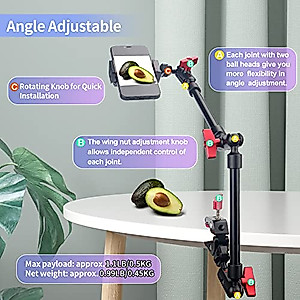 JINSUI 22inch Adjustable Articulating Magic Arm and Super Clamp with 1/4" and 3/8" Thread, Magic Arm Camera Mount with Phone Holder and 3/8" 5/8" Screw Adapters for Microphone, Webcam, LED Light