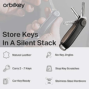 Orbitkey Leather Key Organizer Espresso with Brown Stitching Bottle Opener Compatible Key Organizer & Key Ring