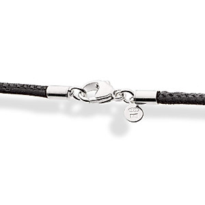 Miabella Genuine 2mm Black or Brown Italian Leather Cord Chain Necklace for Men Women with 925 Sterling Silver Clasp Made in Italy (Black, 18)
