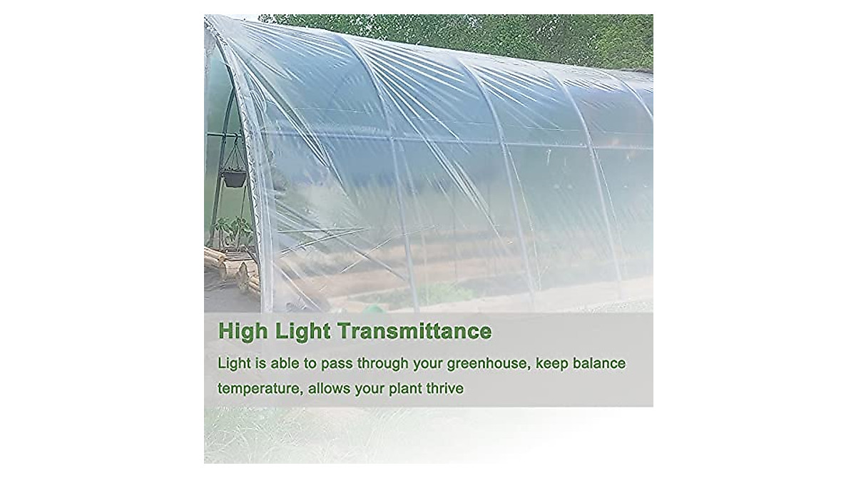 Yowlieu 6 Mil Clear UV Greenhouse Plastic Sheeting 12'x25'