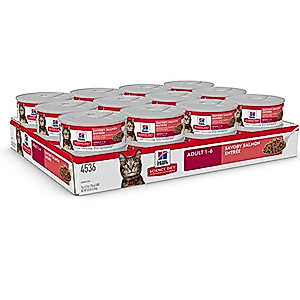Hill's Science Diet Wet Cat Food, Adult, Savory Salmon Recipe, 5oz Cans, 24 Pack
