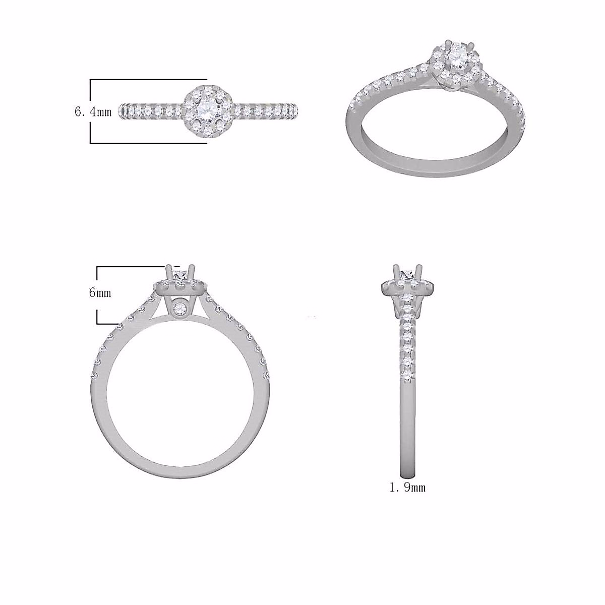 MauliJewels 0.75 Carat Engagement Wedding Diamond Bridal Ring Sets for Women 14K Solid White Gold (Centre Stone 0.25 CT and Side Stones 0.50 CT I-J-K/I2-I3)