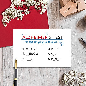 Leinessy Funny Alzheimer's Test Birthday Card, Rude Adult Greeting Card for Friend, Creative Just Because Card