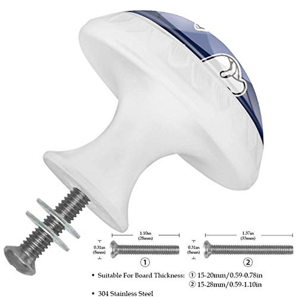 Cabinets Hardware Round Furniture Knobs Sleepy Bear Pattern Print Drawer Dresser Wardrobe Pulls Handles 4 Pack for Home Kitchen Bathroom