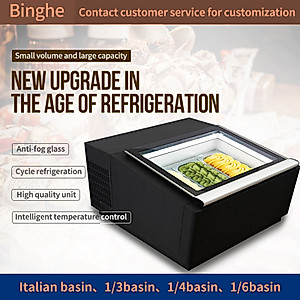 Vaseni Ice Cream Freezer Display Case, Glass Top Ice cream Showcase Countertop Gelato Display with 3 pcs 1/3 GN pan