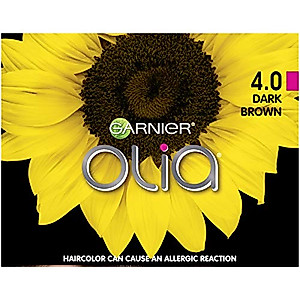 Garnier Olia Ammonia Free Permanent Hair Color, 100% Gray Coverage (Packaging May Vary), 4.0 Dark Brown Hair Dye, Pack of 1