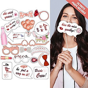 Bachelorette Party Decorations Naughty, Rose Gold Bridal Shower Party Decor and Supplies Kit - Bachelorette Veil, Bride To Be Sash & Balloons, Photobooth Props Tiara Tattoos