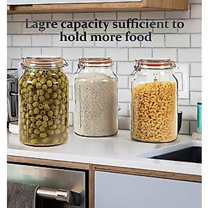 Folinstall Super Wide Mouth Glass Storage Jar with Airtight Lids, 1 Gallon Large Mason Jars with 2 Measurement Marks, Large Capacity for Pickle Jar, Overnight Oats