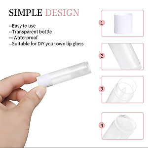 JIUZHU 100 Sets Empty Lip Balm Tubes Bulk Round with White Caps for DIY Lipstick homemade, 3/16 Oz (5.5 ml), Clear, BPA Free, 100 Tubes and 100 Caps