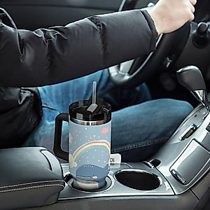 FRCSDIY Rainbow Whale Insulated Tumbler with Handle and Straw Lid,30oz Leakproof Stainless Steel Cup BPA-Free Water Bottle