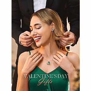 CDE Pink Angel Rose Gold Jewelry Set Mother’s Day Gift Women Heart Pendant Necklaces and Stud Earrings Sets Birthday Best friend Mom Gift for Mother