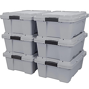 12 gal Plastic Utility Storage Tote, Gray, 6 Pack