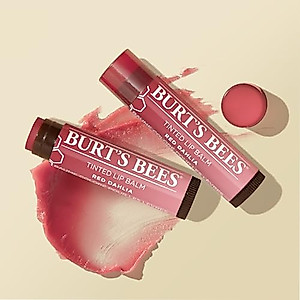 Burt's Bees Lip Tint Balm with Long Lasting 2 in 1 Duo Tinted Balm Formula, Color Infused with Deeply Hydrating Shea Butter for a Natural Looking Buildable Finish, Fiery Red Dahlia (2-Pack)