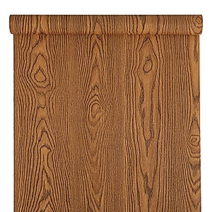 HDSticker Faux Dark Oak Wood Contact Paper Self Adhesive Wood Vinyl Shelf Liner for Cabinets Pantry Table Desk Furniture Sticker 15.7X117 ''
