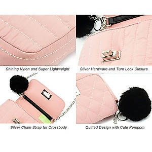 GLITZALL Cute Purses for Teen Girls Small Purse and Quilted Crossbody Bags for Women with Chain Strap, Nylon Lightweight, 8”