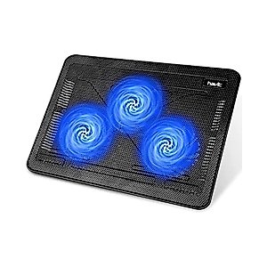 havit HV-F2056 15.6"-17" Laptop Cooler Cooling Pad - Slim Portable USB Powered (3 Fans), Black/Blue