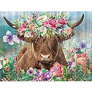 Diamond Painting Kits for Adults - Diamond Art Kits for Kids Beginner DIY 5D Full Drill Crystal Rhinestone Arts and Crafts - Gem Art Painting with Diamonds Dots Home Wall Decor Cow 11.8x15.7inch