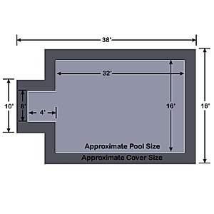 16' x 32' Rectangle with 4' x 8' Center End Step Loop-Loc II Gray Super Dense Mesh In-Ground Pool Safety Cover