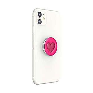 PopSockets PopTop (Top only. Base Sold Separately) Swappable Top for PopGrip Bases, PopGrip Slide, Otter+Pop & PopWallet+ - Stitched Love Heart