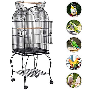 Yaheetech 59-inch Dome Open Top Large Medium Parrot Bird Cage On Stand for Sun Parakeets Conures Quaker Parrot Rolling Cockatiel Bird Cage