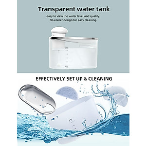 HABWES Cat Water Fountain with Stainless Steel Tray, Battery Operated Pet Drinking Fountain with 3 Filters, Motion Sensor Automatic Water Dispenser for Dogs Small Animals