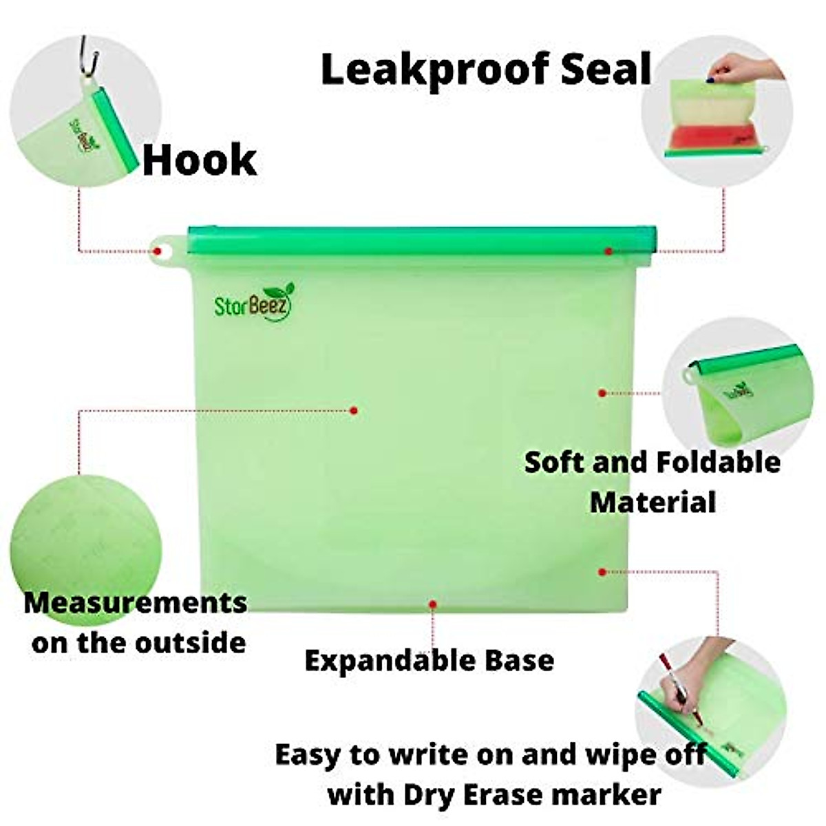 8 PCS Reusable Food Storage Bags | 4 Silicone Storage Bags, Dishwasher Safe | 4 Reusable Sandwich Bags and Snack Bags Washable| Great for Freezer, Travel Resealable Bags