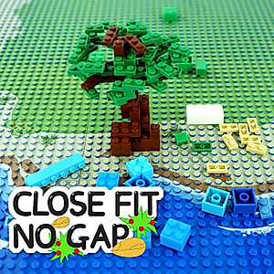 EKIND 6-Pack 10" x 10" Beach Base Brick Plate Compatible with All Major Brands, Scenes Baseplates for Grass Oasis, Pirates Sea and More Building Blocks Kids Toy (2 Straight + 4 Curve)