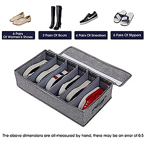 XINXA.XYZ Under Bed Storage Box Set of 2 Bedside Storage Box with Handle and Zipper for 12 Pairs of Shoes, Foldable Under-bed Multipurpose Storage Box (Grey)