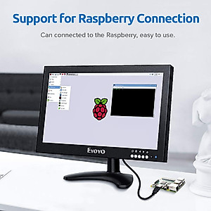 Eyoyo 12'' inch Small HDMI CCTV Monitor, 1366x768 IPS Metal Housing LED Screen W/Wall Bracket&Remote Control with HDMI/VGA/AV/BNC Input Built-in Speakers for PC, Security Camera, Raspberry Pi